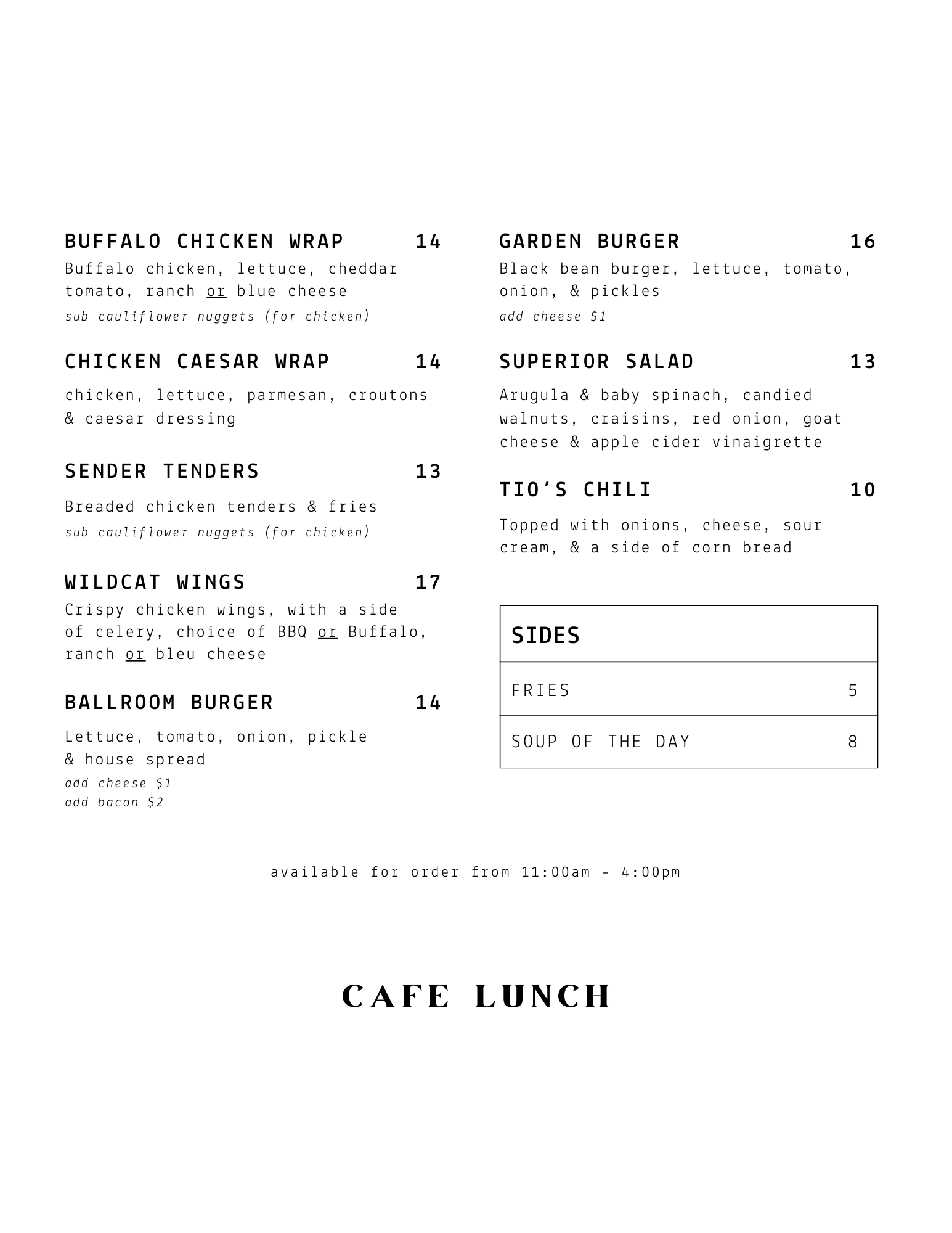 Saloon Menu - Alta Ski Lodge | Ski-In Ski-Out at Goldminer’s Daughter